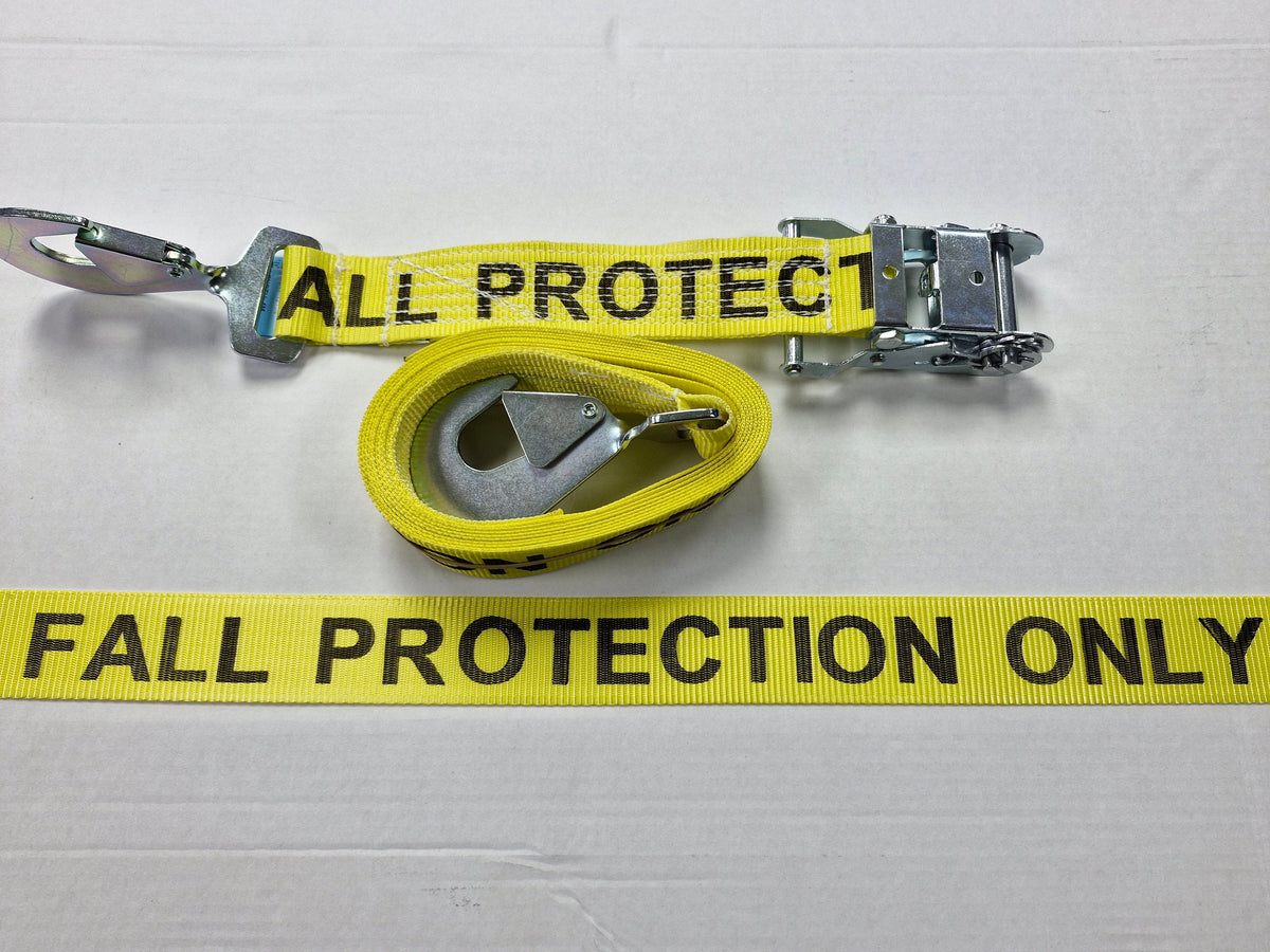 Pack Of Two 2t 50mm Fall Protection Ratchet Straps With Snap Hook Heav ...
