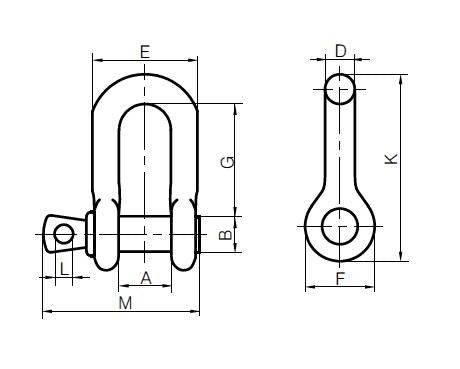 Shackles - US Fed Spec Alloy Steel D / Dee Lifting Shackles - Screw Pi ...