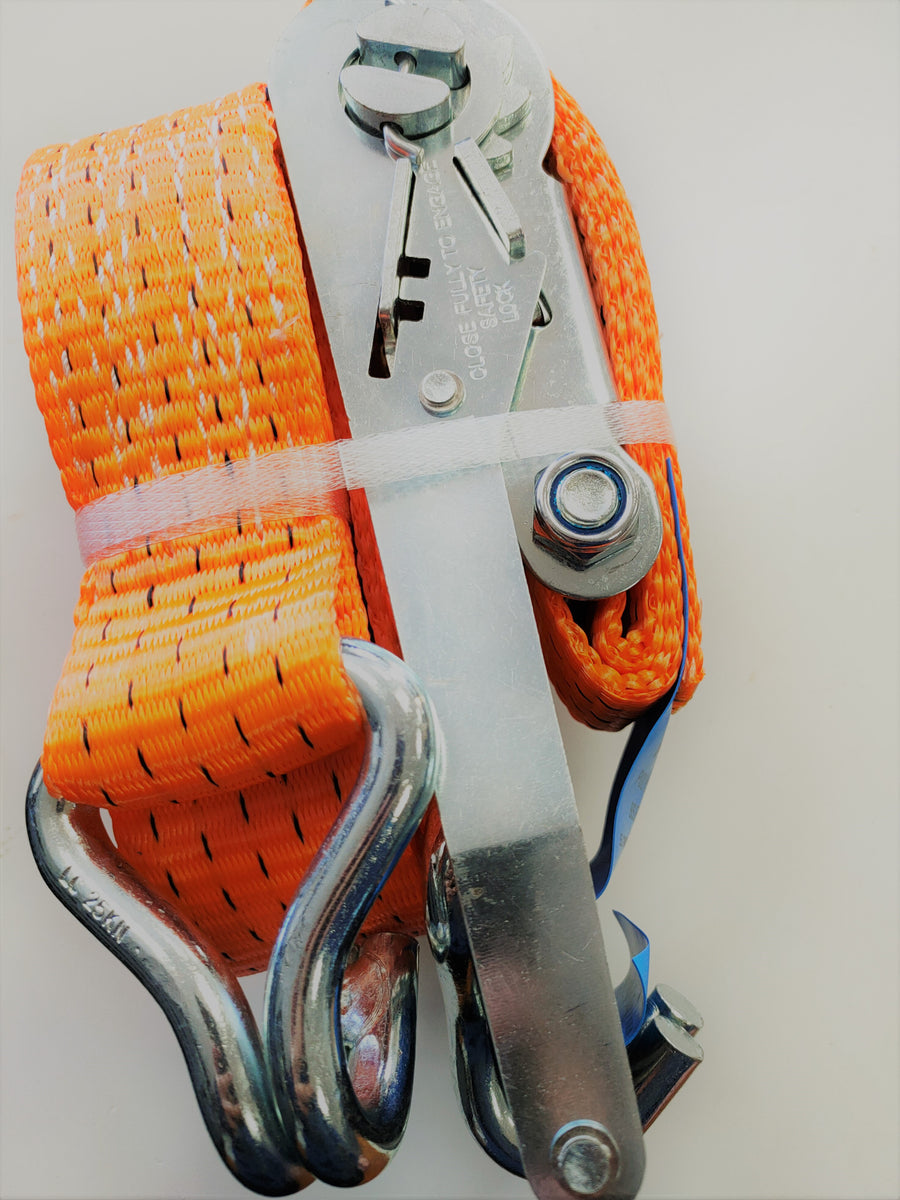 Pack Of One 5t (5000kg) Heavy Duty Orange Ratchet Strap 4m – Lifting Slings