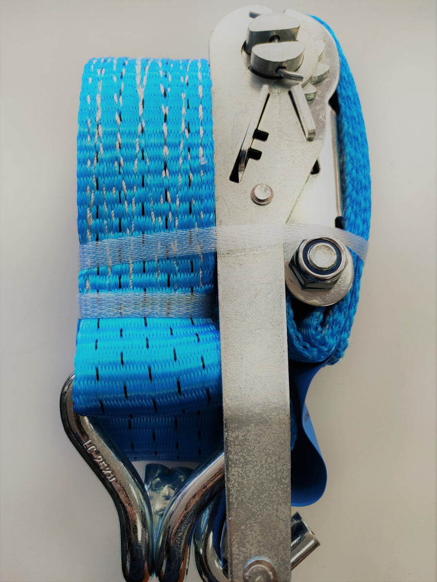 Pack Of Two 5t (5000kg) Heavy Duty Blue Ratchet Straps 4m – Lifting Slings