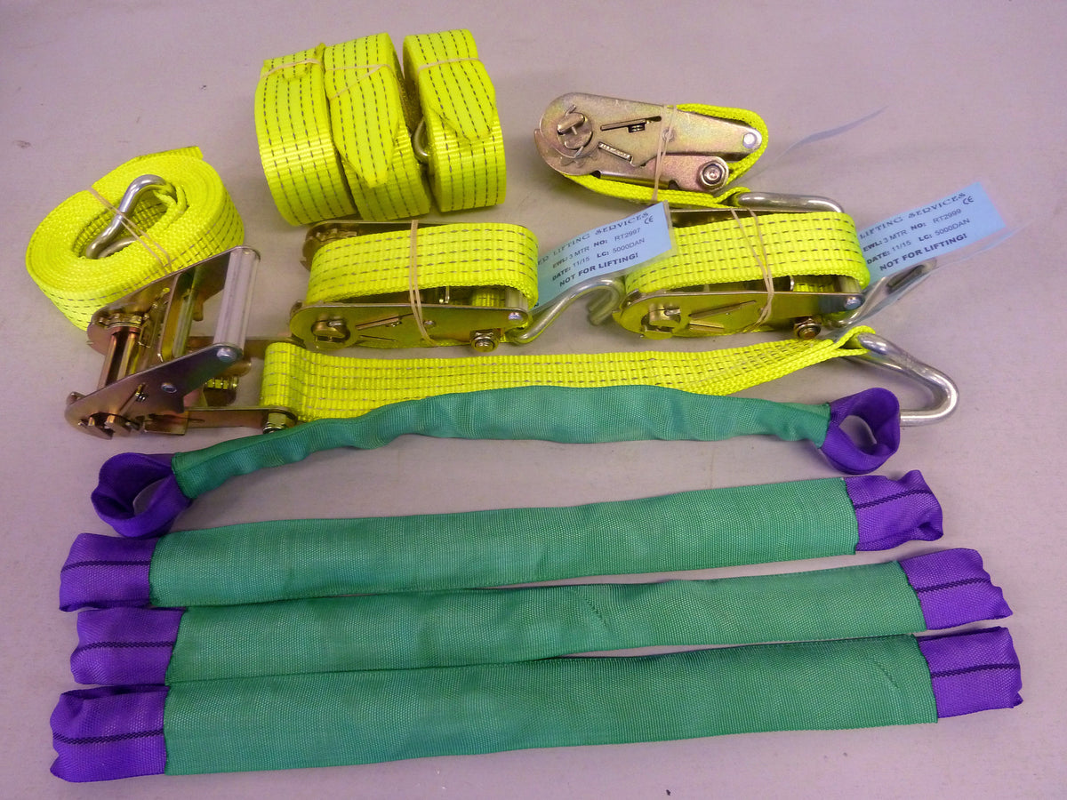 Hi-Visibility Vehicle Transporter Recovery Straps - Qty 4 - 4m / 50mm ...