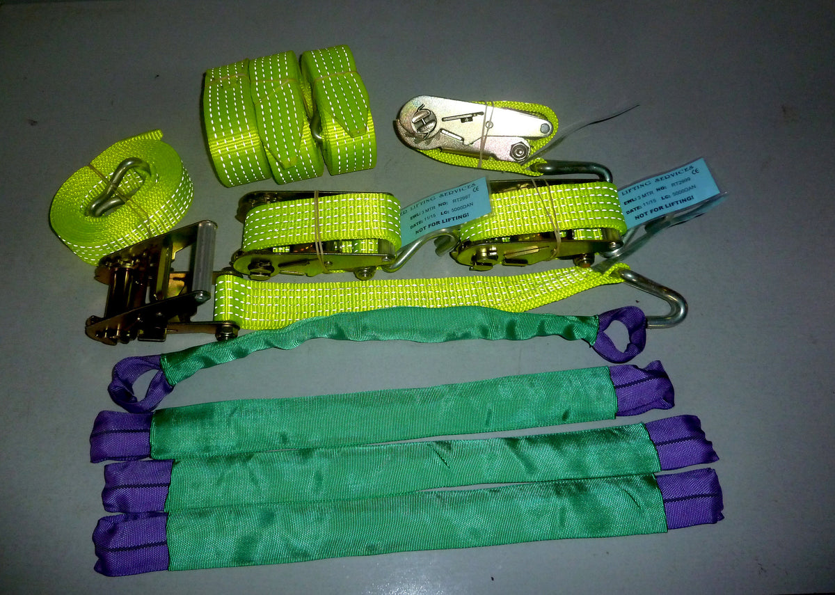 Hi-Visibility Vehicle Transporter Recovery Straps - Qty 4 - 4m / 50mm ...