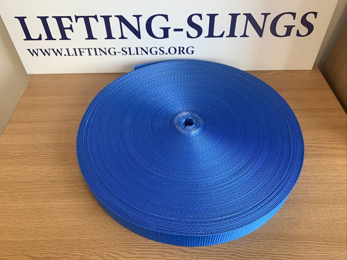 50mm Polyester Lashing Webbing Blue 5000kg – Lifting Slings