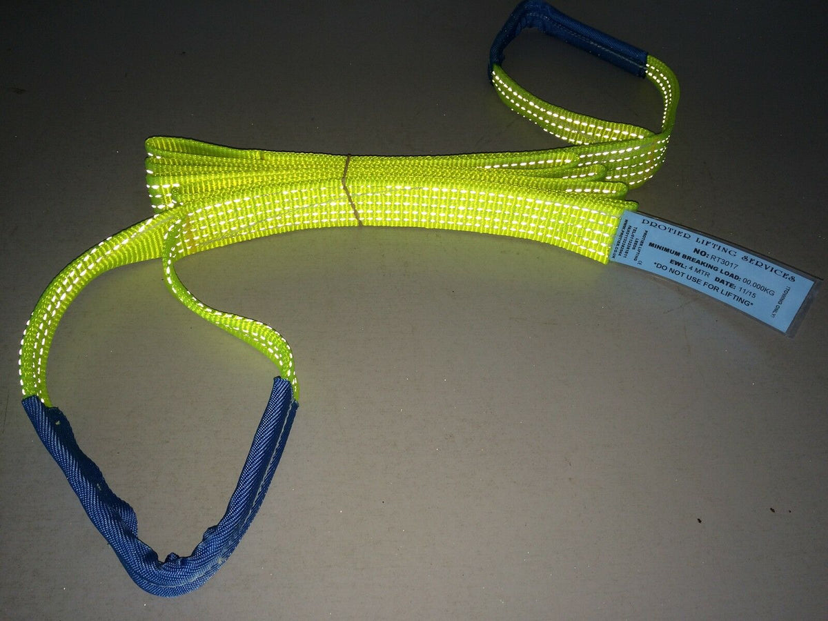 5t (5000kg) Hi Visibility Yellow 4x4 Recovery Towing Strap – Lifting Slings