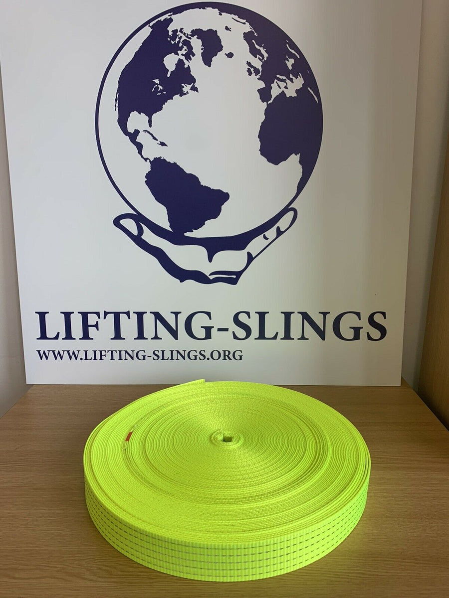 50mm Polyester Lashing Webbing Hi Vis Yellow 5000kg – Lifting Slings