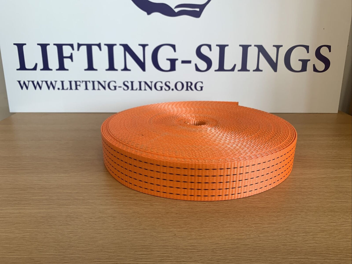 50mm Polyester Lashing Webbing Orange 5000kg – Lifting Slings