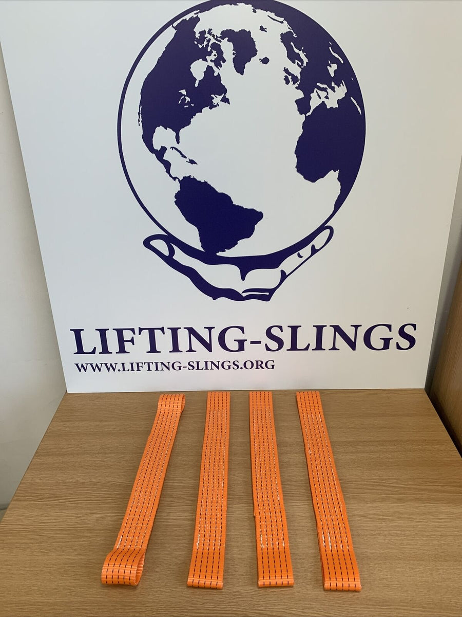 4x Orange Recovery Alloy Car Soft Link Straps – Lifting Slings